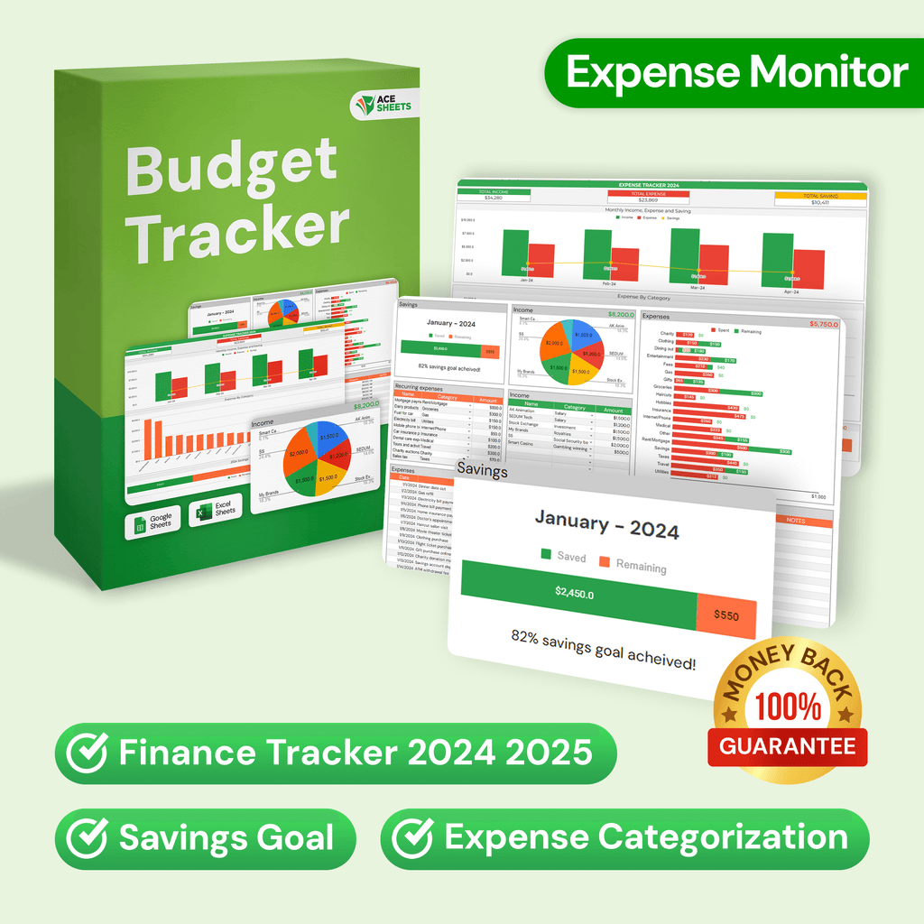 Monthly Budget Tracker 2024 & 2025 – ACESHEETS Inc